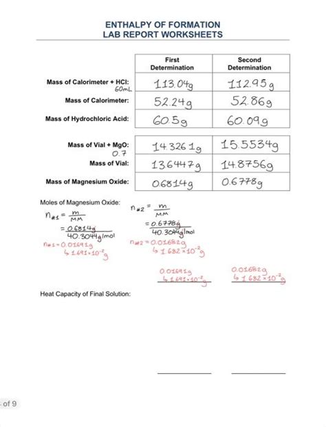 Solved ENTHALPY OF FORMATION LAB REPORT WORKSHEETS Second Chegg Com