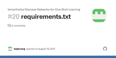 Requirements Txt Issue Tensorfreitas Siamese Networks For One Shot Learning GitHub
