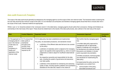 Data Audit Framework Template