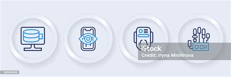 기계 로봇 손 인공 지능 컴퓨터 비전 및 클라우드 데이터베이스 아이콘을 설정합니다 벡터 가공의 인물에 대한 스톡 벡터 아트 및 기타 이미지 Istock