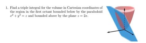 Solved 1 Find A Triple Integral For The Volume In Cartesian