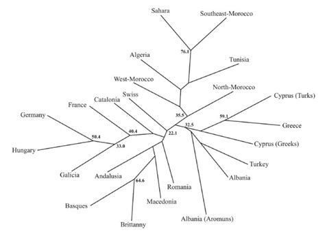 Neighbour Joining Tree Of Population Relationships Numbers Indicate