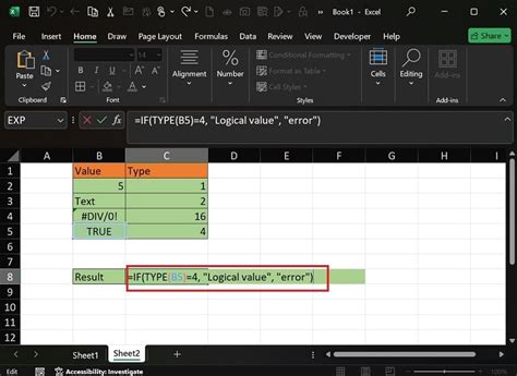 Excel Type Function