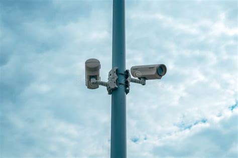 Traffic Control Surveillance Security Camera On Metallic Post Stock Image Image Of Camera