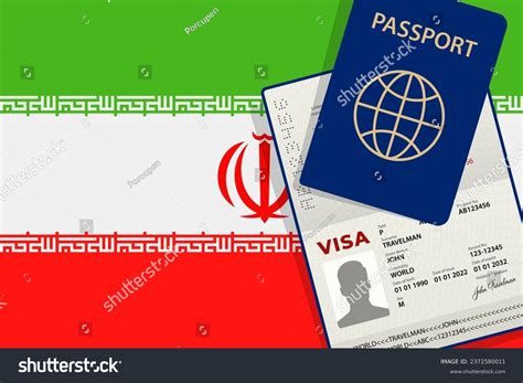 Visa Iran Passport Irani Flag Background Stock Vector Royalty Free