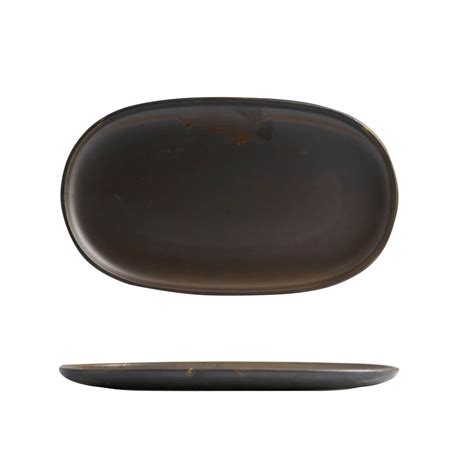 Moda Porcelain Rust Oval Coupe Plate 355x215mm Box Of 6