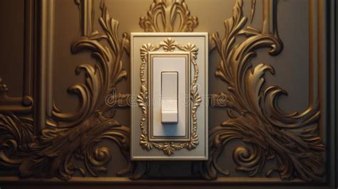 Elegance In Every Detail Luxurious Gold Ornamented Lightswitch Design Stock Illustration