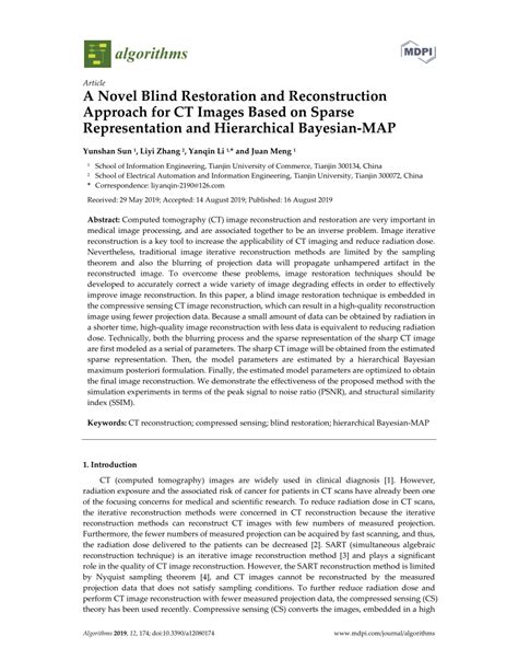 Pdf A Novel Blind Restoration And Reconstruction Approach For Ct Images Based On Sparse