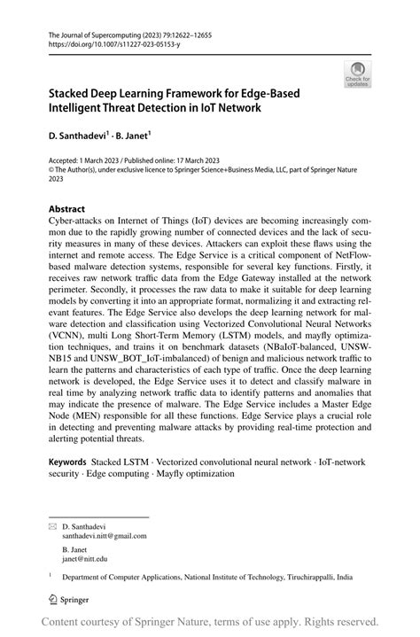 Stacked Deep Learning Framework For Edge Based Intelligent Threat Detection In Iot Network