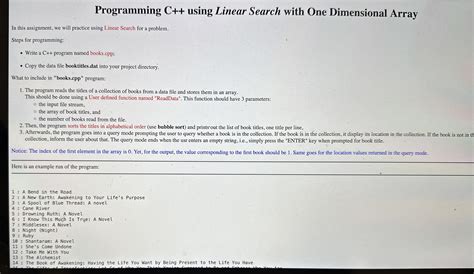 Solved Programming C ﻿using Linear Search With One