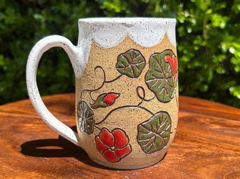 14 Oz Handmade Ceramic Mug Stoneware Mug Wheel Thrown Ceramic Mug