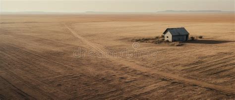 A Tiny House In At Autumn Field Aerial Photography Stock Illustration Illustration Of Autumn