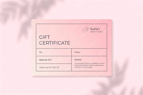 Подарочный сертификат в салон красоты gradient karla's | Бесплатно векторы