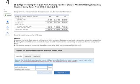 solved 4 e6 6 algo identifying break even point analyzing