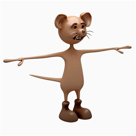 Cartoon Mouse 01 02 Rigged T Pose 3d Model