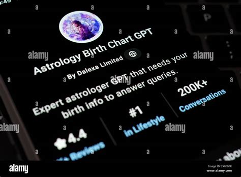 Astrology Birth Chat Gpt Seen In Gpt Store On The Screen Of Smartphone Placed On Laptop Keyboad