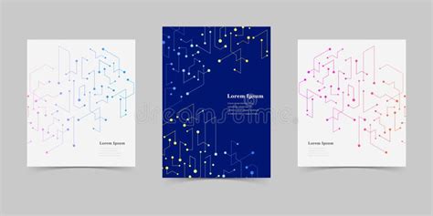 Abstract Set Of Brochure Geometric Hexagon Background Scientific Technology Network Concept