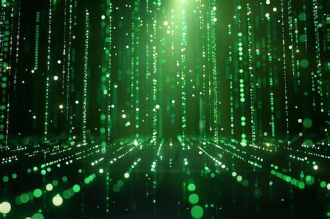 Digital Artwork Of Digital Background Of Green Binary Code On A Dark Green Background With