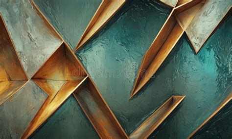 Close Up View Metallic Surface With Geometric Pattern Intersecting Triangular Shapes In Shades