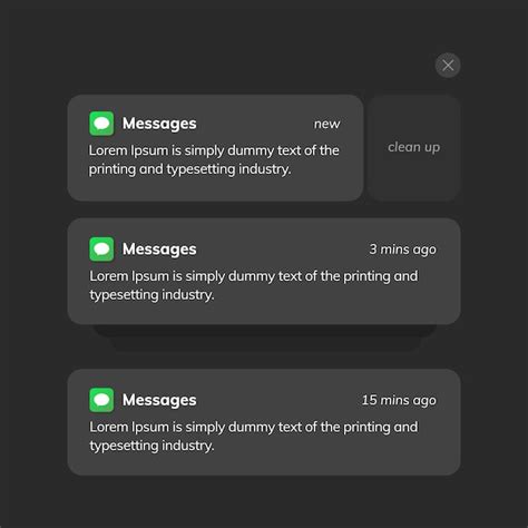 Premium Vector Notification Screen Ui Design Phone Notification Windows Template On A Dark