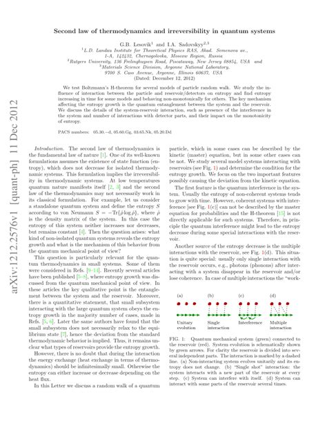 Pdf Second Law Of Thermodynamics And Irreversibility In Quantum Systems