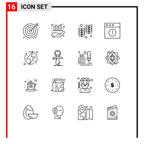 Set Of 16 Vector Outlines On Grid For Ecologic Mac Hand App Wheat