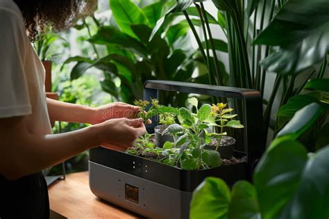 Indoor Smart Garden With User Interaction Stock Illustration