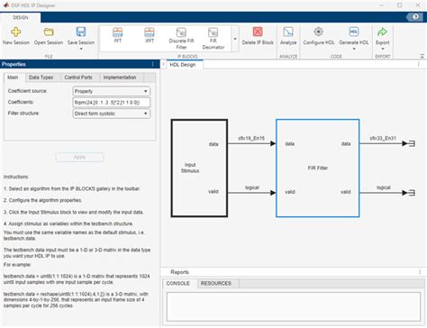 Generate And Verify Hdl Code With Dsp Hdl Ip Designer App Matlab
