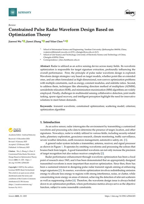 Pdf Constrained Pulse Radar Waveform Design Based On Optimization Theory
