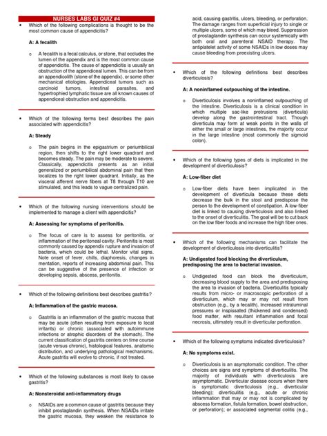 Nurseslabs Gi Diseases Nursing Quiz 4 Pdf Crohns Disease Ulcerative Colitis
