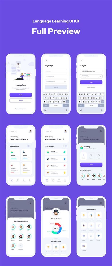 language learning app figma ios ui kit language apps language learning apps mobile app