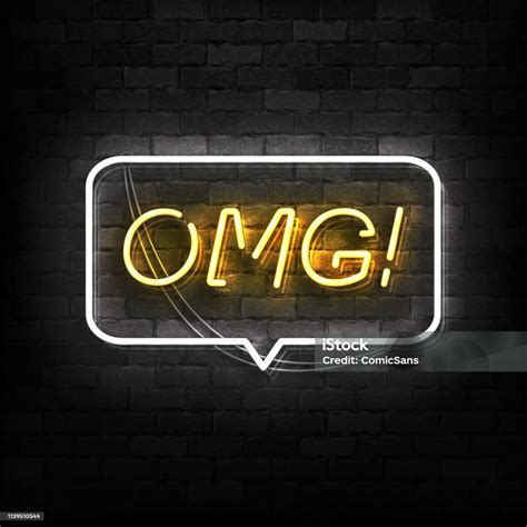 벽 배경에 템플릿 장식에 대 한 Omg 로고의 벡터 현실적인 고립 된 네온 사인 소셜 미디어 표현의 개념입니다 네온에 대한 스톡 벡터 아트 및 기타 이미지 Istock