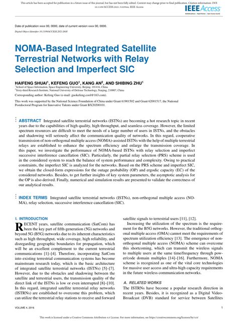 Pdf Noma Based Integrated Satellite Terrestrial Networks With Relay