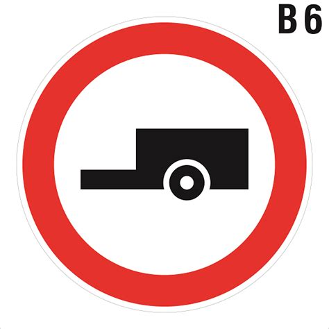 Пътен знак В 6 забранено е влизането на моторни превозни средства с ремаркета Пътна