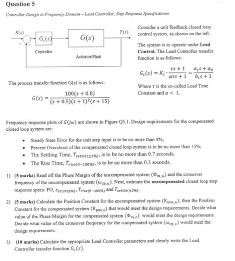 Question Controller Design In Frequency Domain Chegg