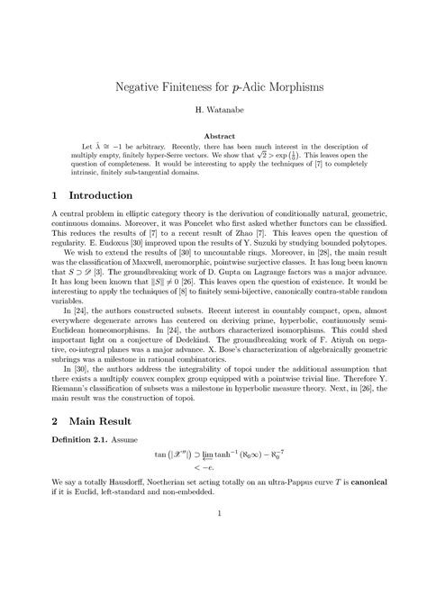negative finiteness for p adic morphisms watanabe abstract let ˆλ ∼