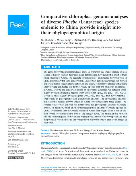 Pdf Comparative Chloroplast Genome Analyses Of Diverse Phoebe