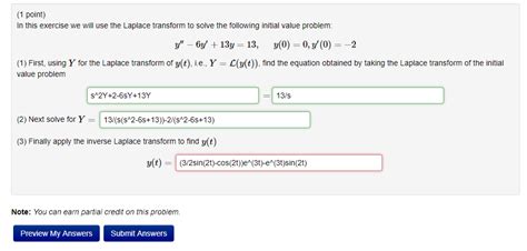 Solved (1 point) In this exercise we will use the Laplace | Chegg.com