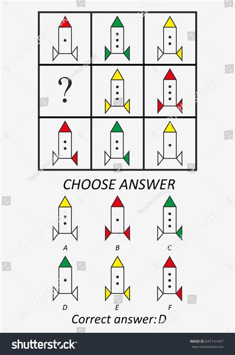 Iq Logic Test Choose Correct Answer Stock Vector Royalty Free 647141497 Shutterstock