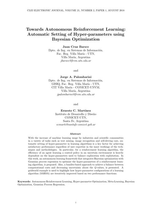 pdf towards autonomous reinforcement learning automatic setting of