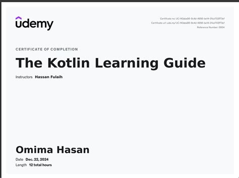 Udemys Kotlin Course Completed Omima Hasan