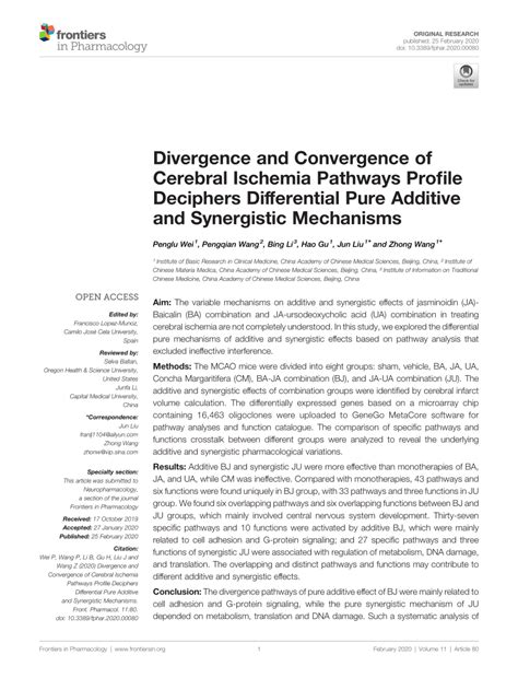 Pdf Divergence And Convergence Of Cerebral Ischemia Pathways Profile Deciphers Differential