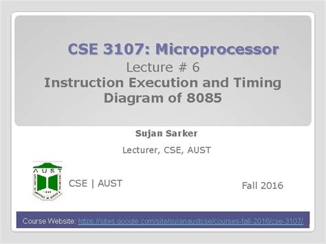 Cse 3107 Microprocessor Lecture 6 Instruction Execution And