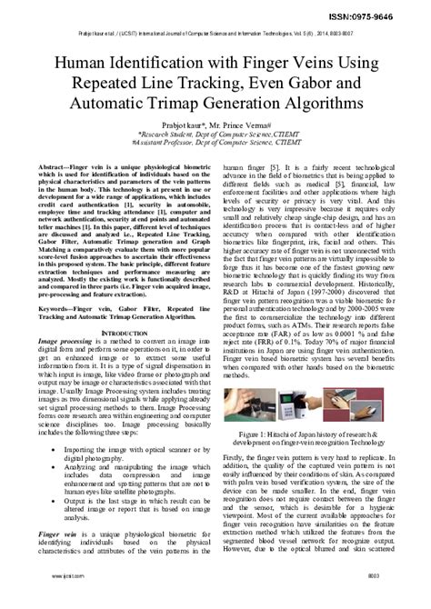 pdf human identification with finger veins using repeated line tracking even gabor and