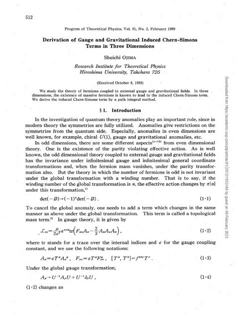 Derivation Of Gauge And Gravitational Induced Chern Simons Terms In Three Dimensions Pdf