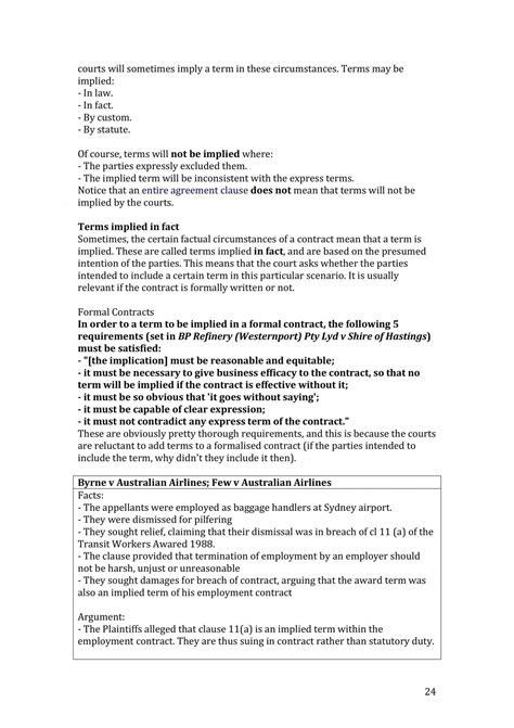 Complete Contracts Notes On Terms Laws1075 Contracts Unsw Thinkswap