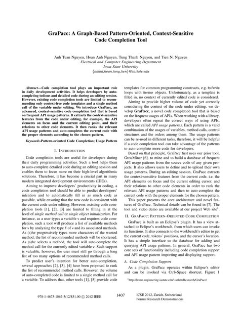 Pdf Grapacc A Graph Based Pattern Oriented Context Sensitive Code Completion Tool