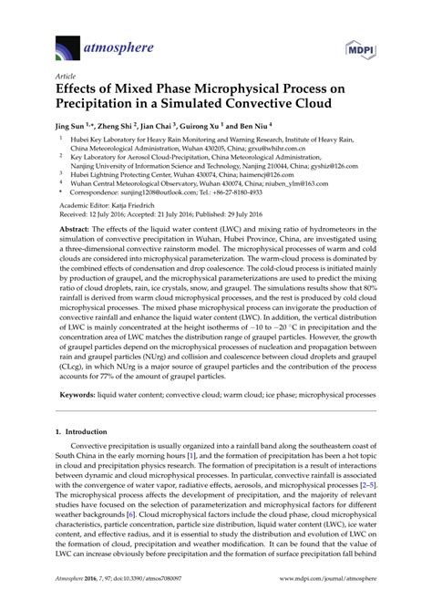 Pdf Effects Of Mixed Phase Microphysical Process On Precipitation In A Simulated Convective Cloud