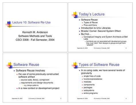 Software Reuse Slides Software Engineering Methods And Tools Csci 3308 Docsity