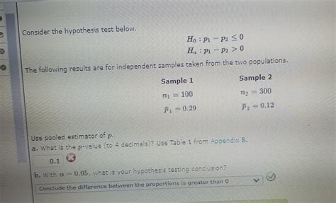 solved consider the hypothesis test below ho pi the